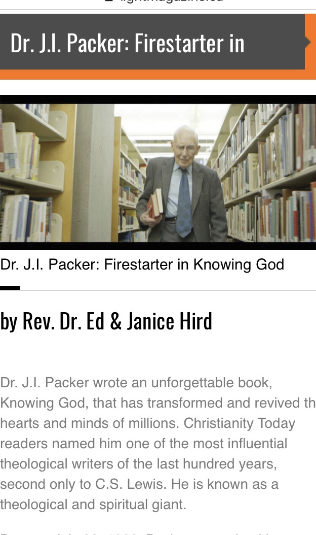 Dr JI Packer: Knowing God | Edhird's Blog